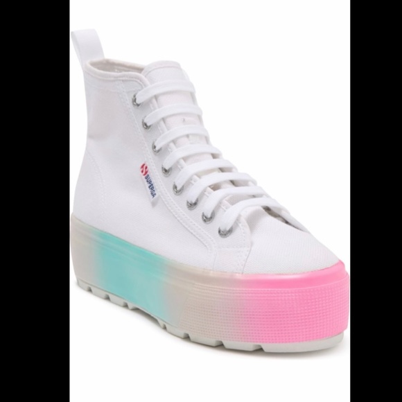 Superga | Shoes | Superga Printed Platform Laceup High Top Sneaker ...